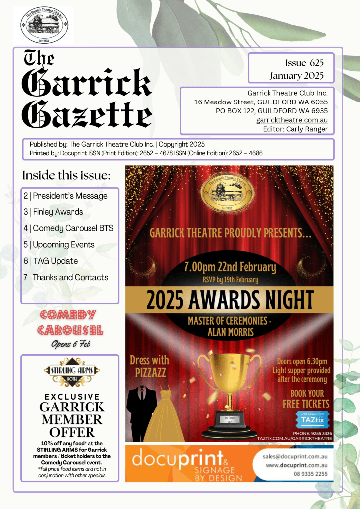 The Garrick Gazette – Garrick Theatre Club Inc.